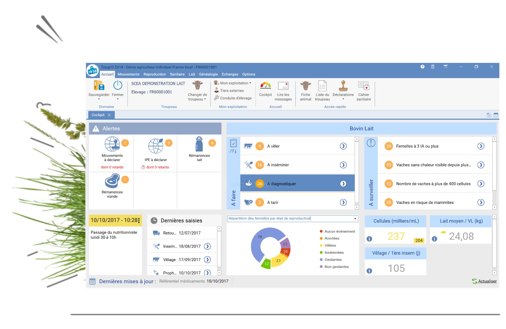 ISAGRI - Troup'O logiciel de gestion de troupeau bovins laitiers
